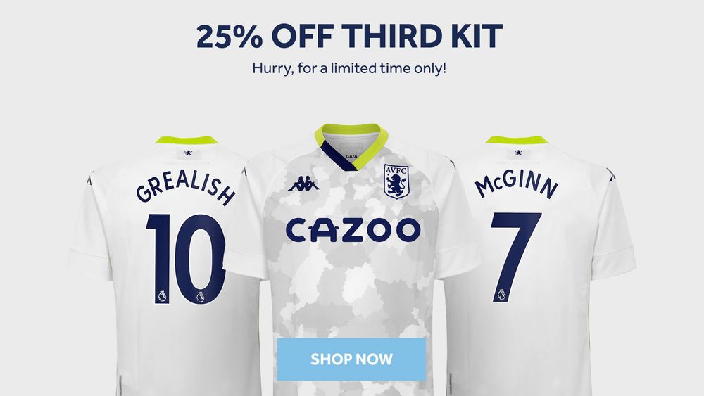 Get 25% off third kit | AVFC